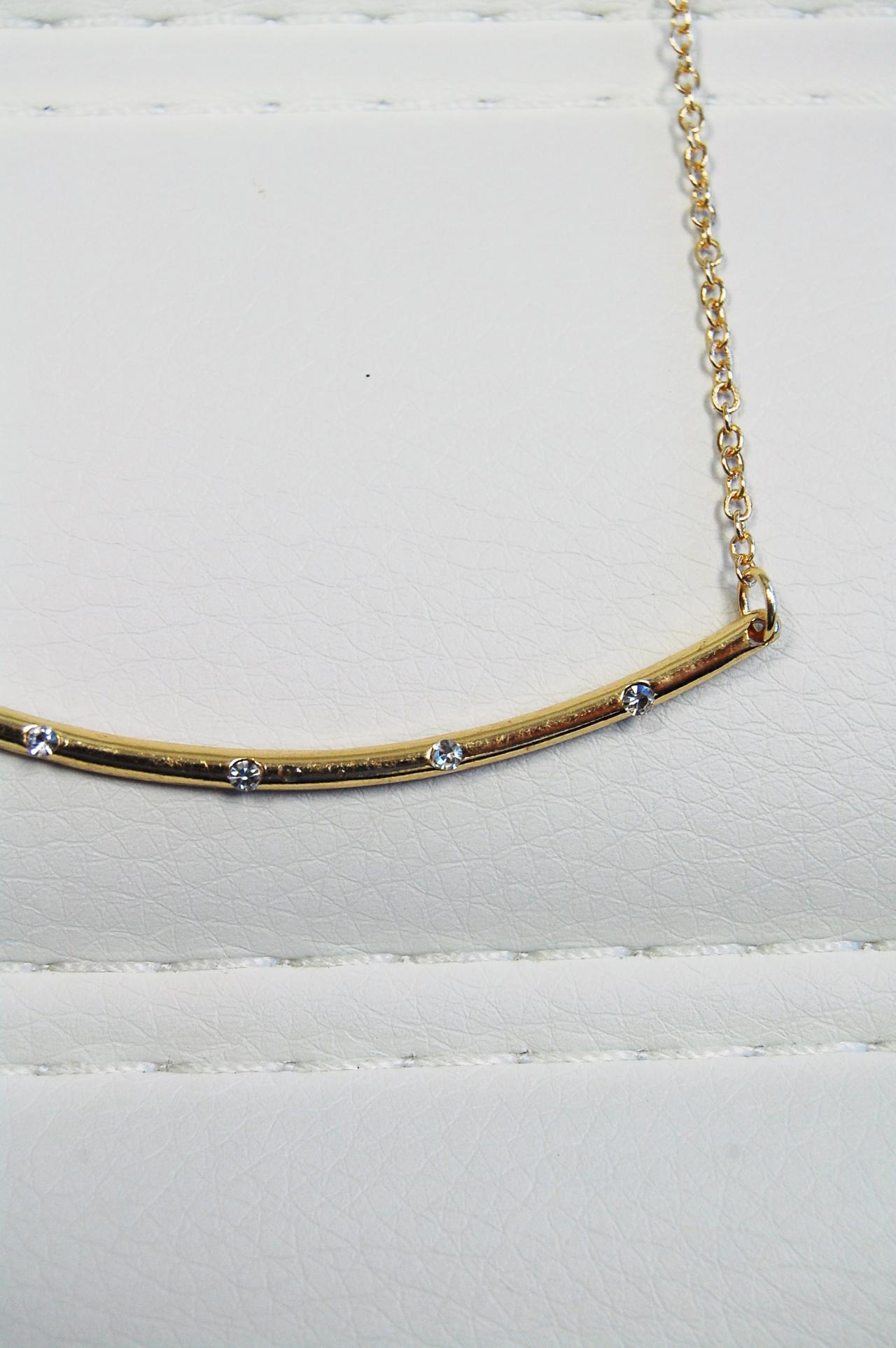 Rhinestone Smile Bar Stacker Necklace on Luulla